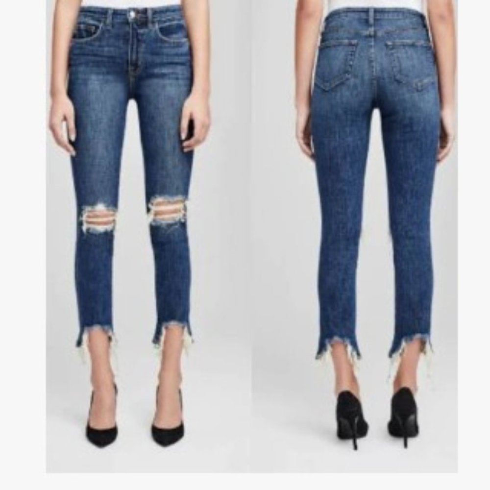 L’agence High Line Distressed Ripped Hem Jeans - Gem